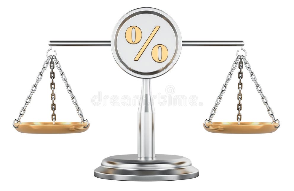 Empty Scale with Percent Symbol at Center. Front View Stock ...