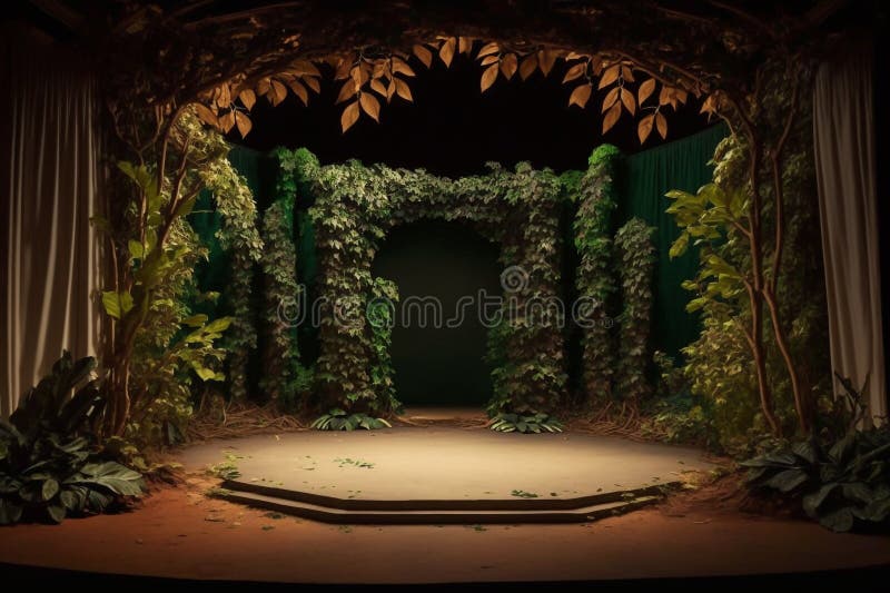 Empty Scene for Advertising with Green Tropical Jungle Leaves ...