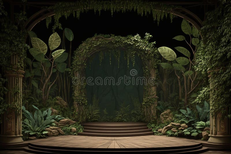 Empty Scene for Advertising with Green Tropical Jungle Leaves ...