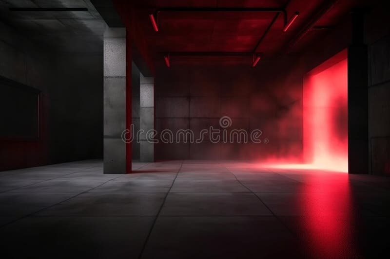 Empty Scene Background. Dark Background of Empty Room, Neon Red Light ... Empty Scene Background. Dark Background of Empty Room, Neon Red Light ...