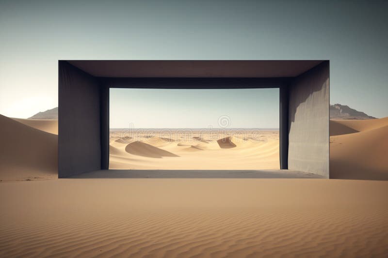 Empty Scene in the Sandy Desert Generative AI Stock Illustration ...