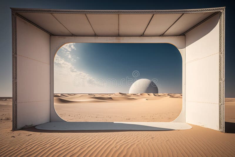 Empty Scene in the Sandy Desert Generative AI Stock Illustration ...