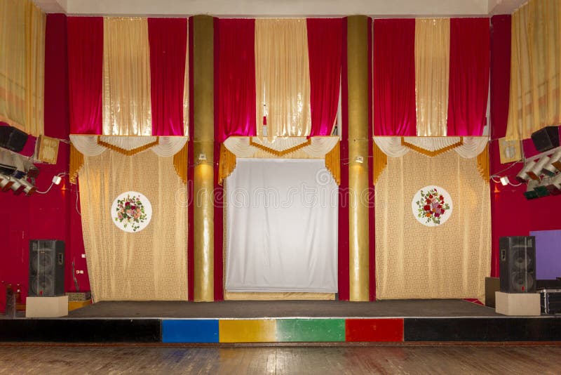 Empty Scene of a Small Rustic Theater. Preparation for the Layout on ...