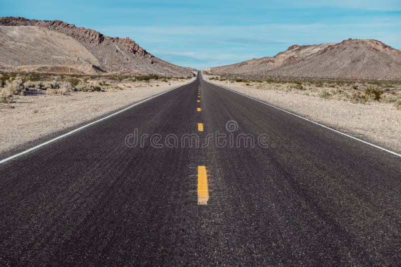 Straight Desert Highway Road Stock Image - Image of scenic, sisters ...