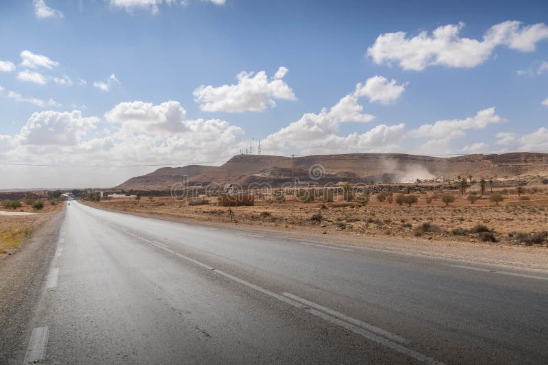 The Empty Scenic Road in the Middle of Desert, Surrounded by Dusty ...