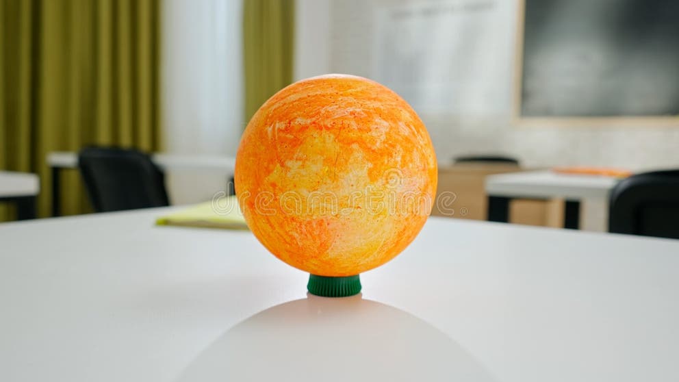 Empty School Astronomy Classroom with Desks, Chairs and Chalkboard ...