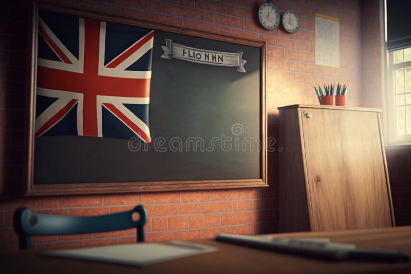 Empty School Board with United Kingdom Flag in Classroom. the Concept ...