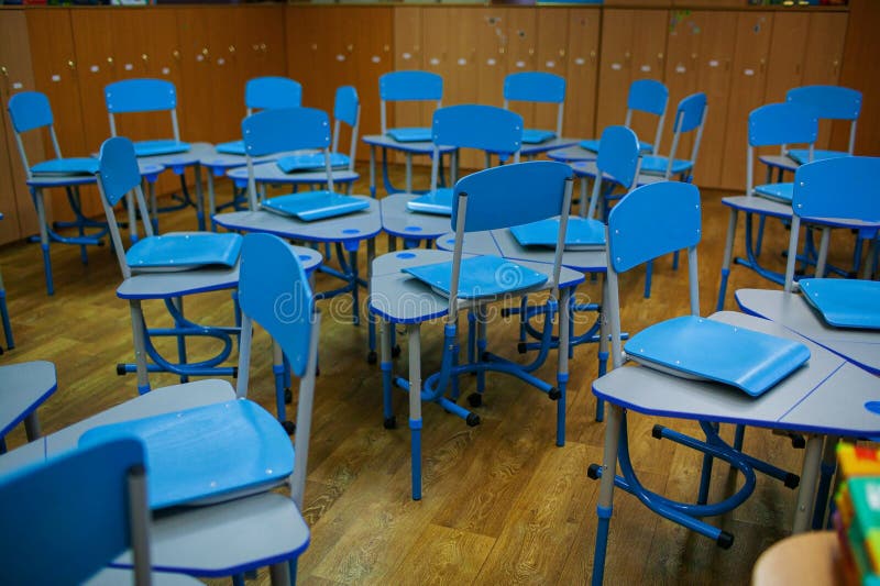 Empty School Class, Back To School. Stock Photo - Image of board, light ...