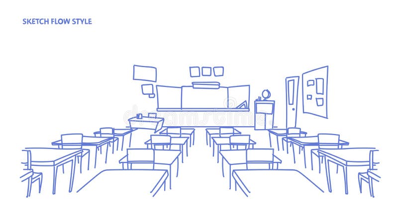 Graphic Sketch Of An Interior Classroom Stock Illustration ...