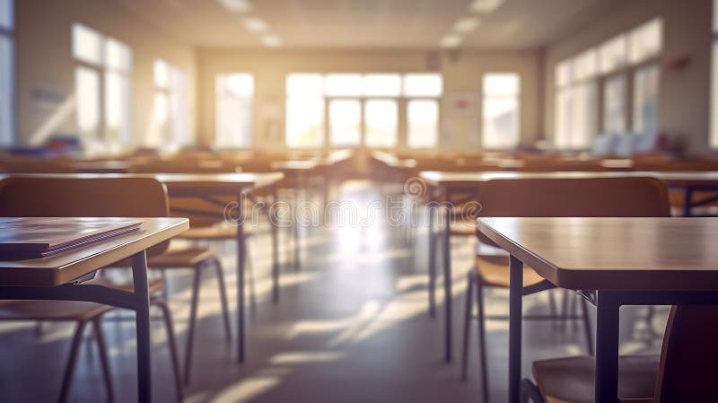 Empty School Class in the Sunshine. Created with Generative AI ...