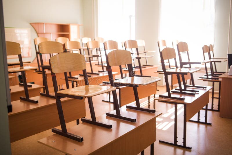 School Classroom Background without Young Student. View of Class Room ...