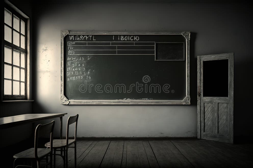 Empty School Classroom with Blackboard, Generative AI Stock Illustration - Illustration of ...