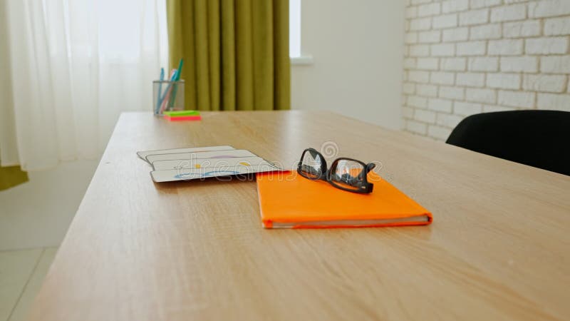 Empty School Classroom with Desks, Chairs and Chalkboard, Workspace for ...