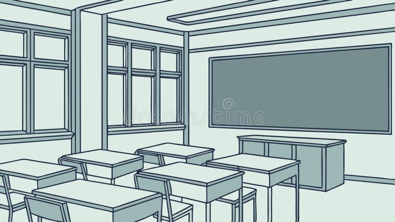 Empty School Classroom Interior, Learning Environment Scene, Vector ...