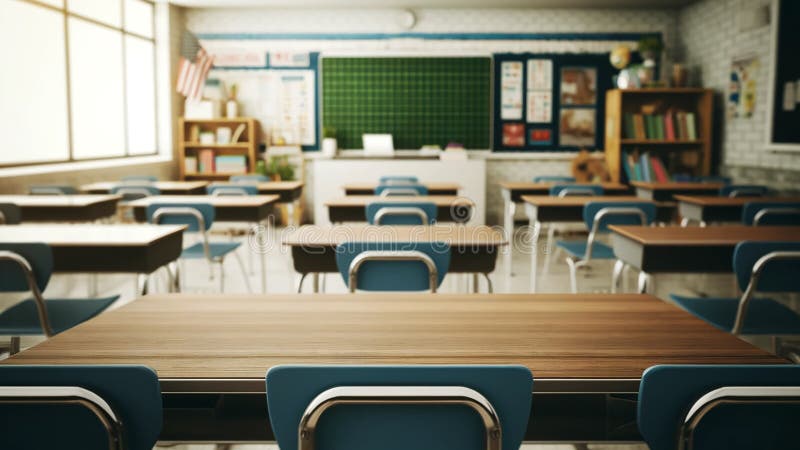 Empty School Classroom without Students or Teachers Stock Illustration ...