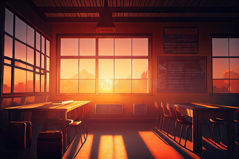 Empty School Classroom, with Subtle Reflections in the Windows, during ...