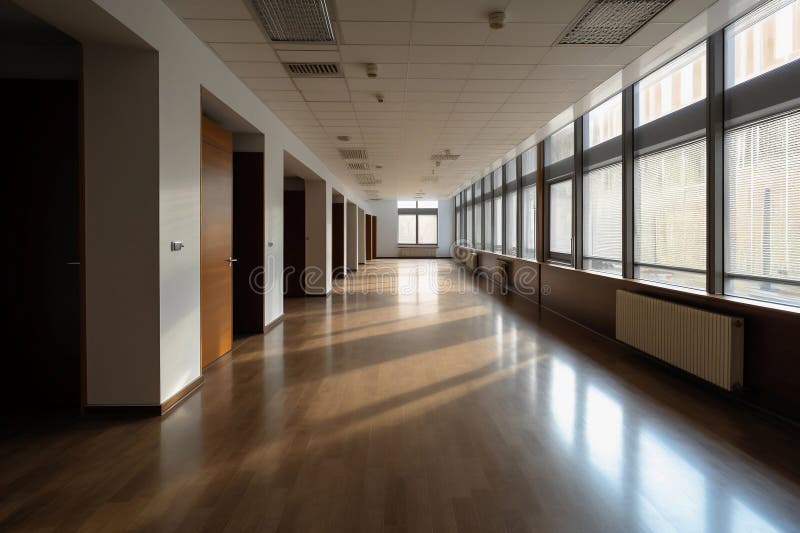 Empty School Corridor. AI Generated Stock Illustration - Illustration ...
