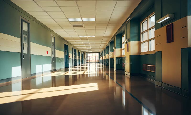 Empty school corridor stock video. Video of classroom - 370087995