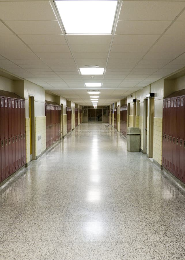 Empty High School Hallway