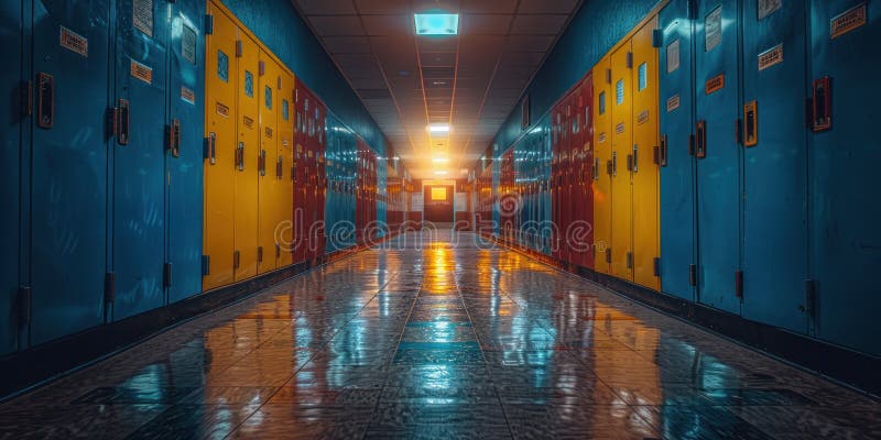 Empty School Hallway stock illustration. Illustration of building ...