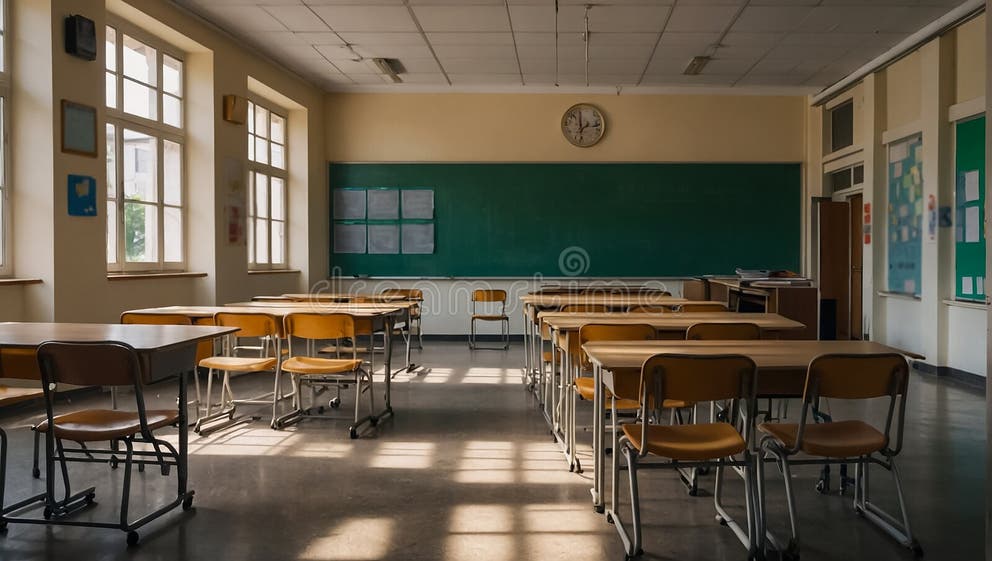 Empty School Interior Classroom Interior Concept Knowledge Modern Table ...