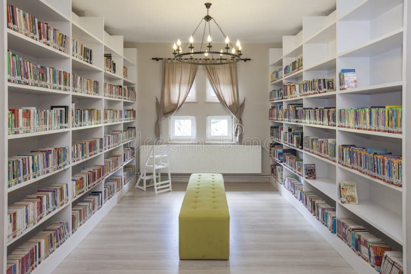 Empty Library and Work Place Editorial Stock Image - Image of library ...