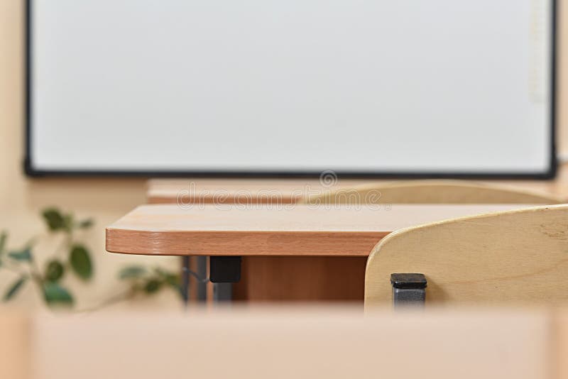 Empty School Office. Empty School Class with Desks. View of the ...