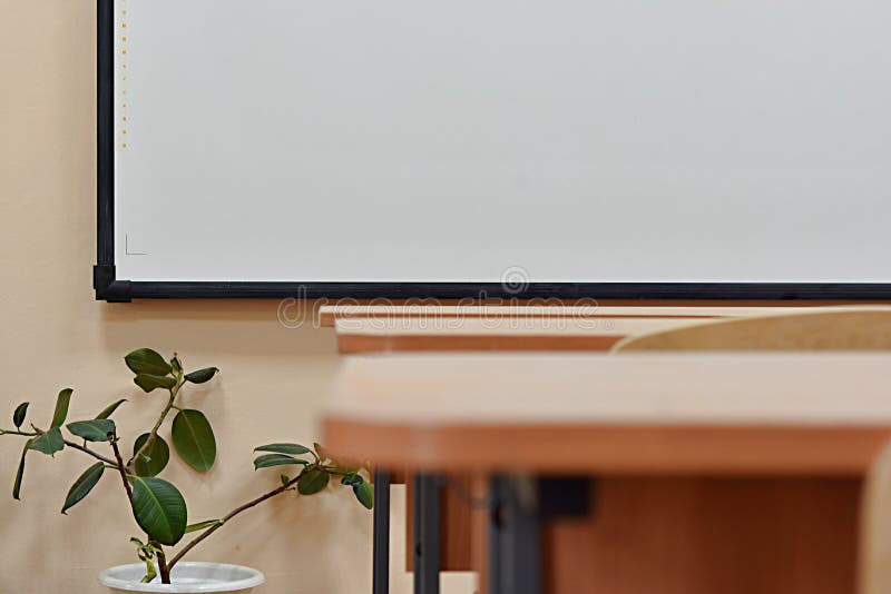 Empty School Office. Empty School Class with Desks. View of the ...