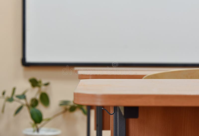 Empty School Office. Empty School Class with Desks. View of the ...