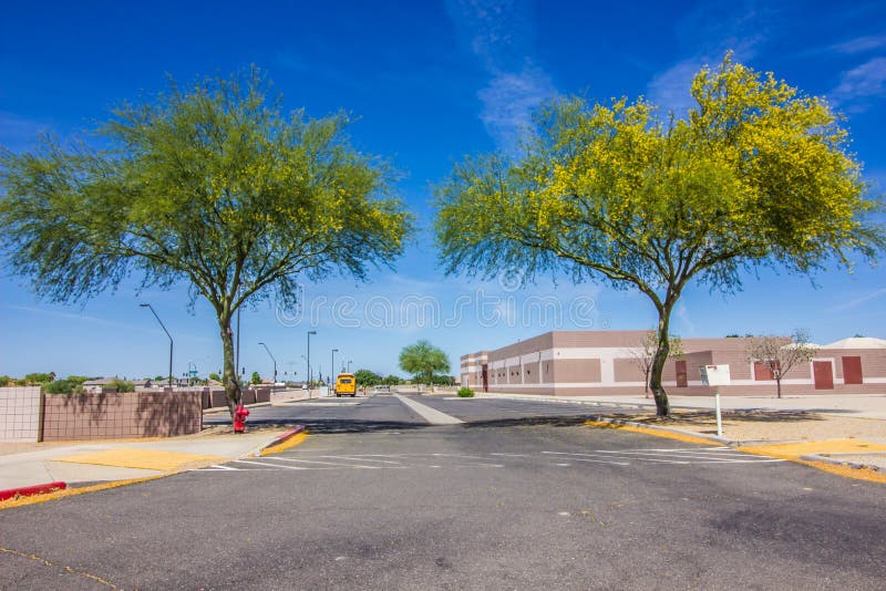 Empty School & Parking Lot Due To Coronavirus Stock Photo - Image of ...