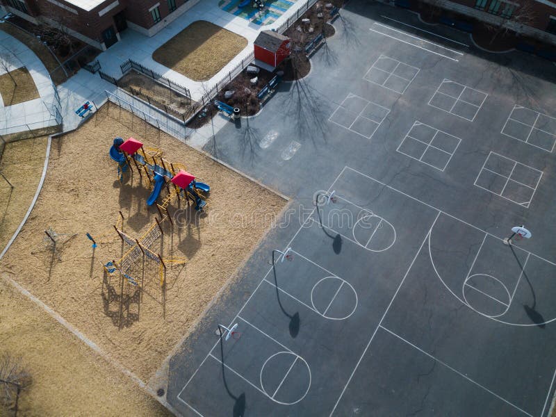 Empty school playground stock image. Image of bark, empty - 178693449