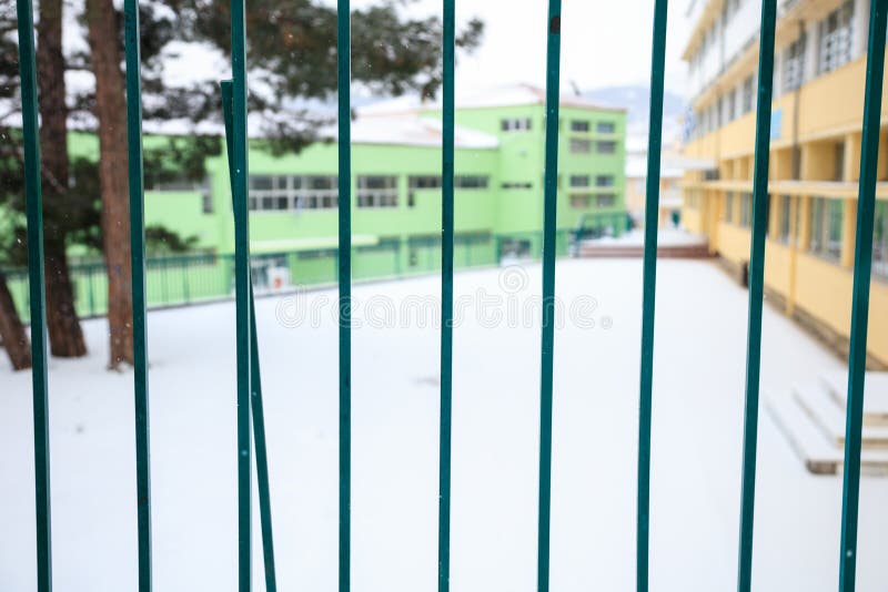 Empty Schoolyard Covered with Snow Stock Image - Image of empty, field ...