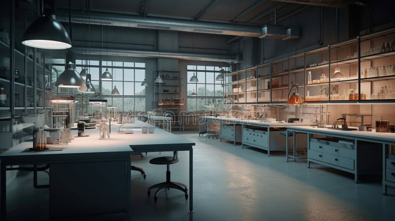 Empty Scientific Research Lab Room Interior with Various Modern ...