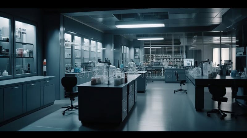 Empty Scientific Research Lab Room Interior with Various Modern ...