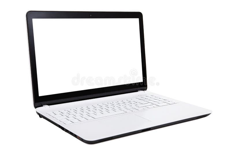 White Computer Isolated on White Background. Stock Image - Image of ...