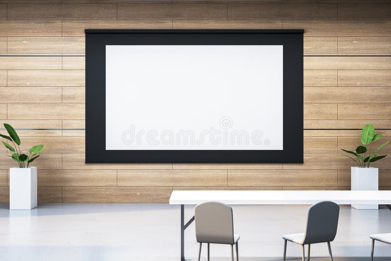 Empty Screen Mockup in Modern Classroom Interior. 3D Rendering Stock ...