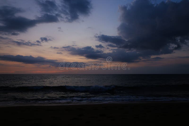 Empty Sea Coastline and Sunset, Clouds on Sky in Background. Stock ...