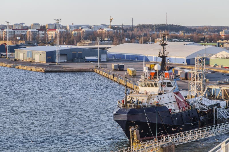 Empty Sea Dock with Moored Ships Stock Photo - Image of structure ...