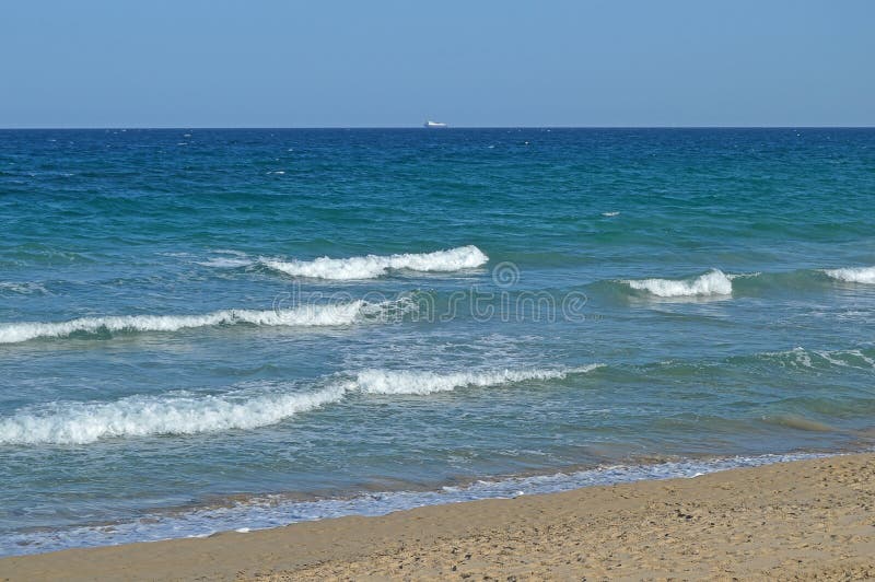 An Empty Sea Except for a Distant Ship Stock Image - Image of costa ...