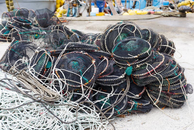 Empty seafood net traps stock image. Image of trap, rope - 35219157