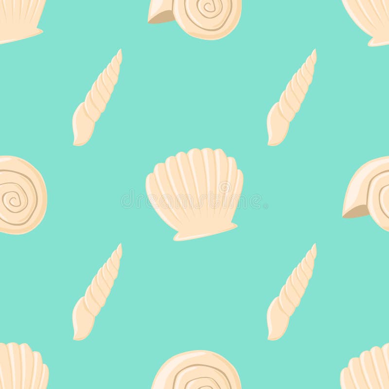 Empty Seashell Flat Vector Seamless Pattern Background Stock Vector ...