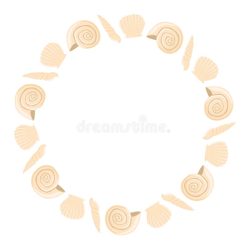 Empty Seashell Round Frame Vector Isolated Illustration Stock Vector ...