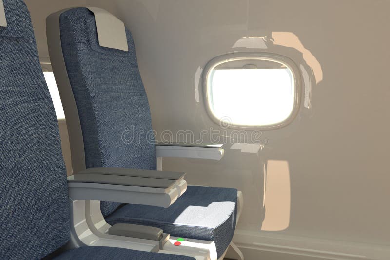 Empty seat in modern plane stock image. Image of interior - 255500081