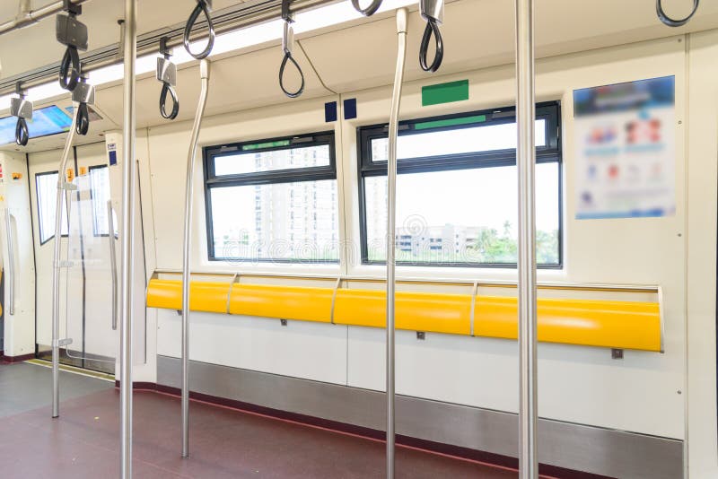 Empty Seat and Pole in Sky Train Stock Image - Image of subway ...