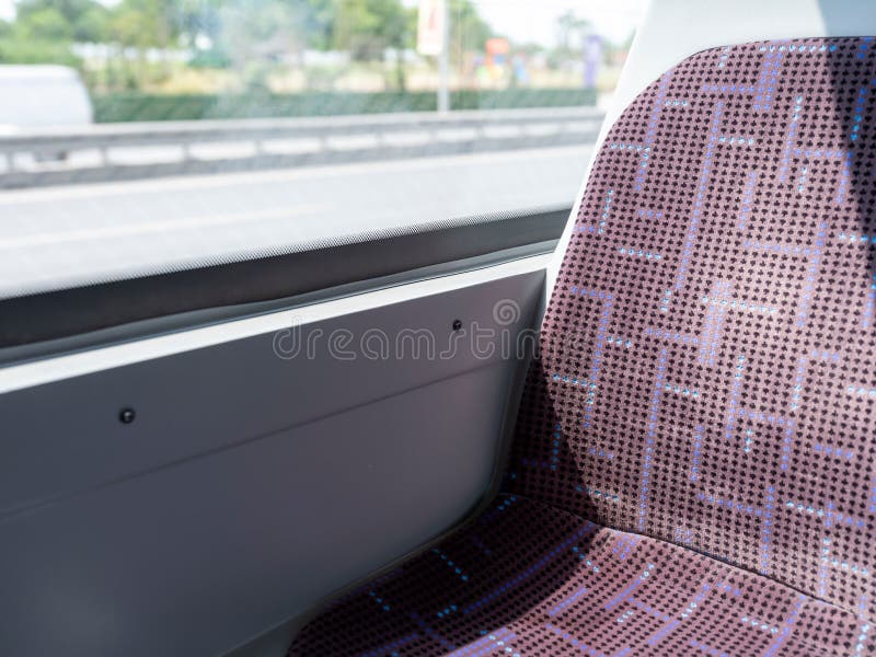 Empty Seat by the Window Inside a Public Passenger Bus Stock Photo ...
