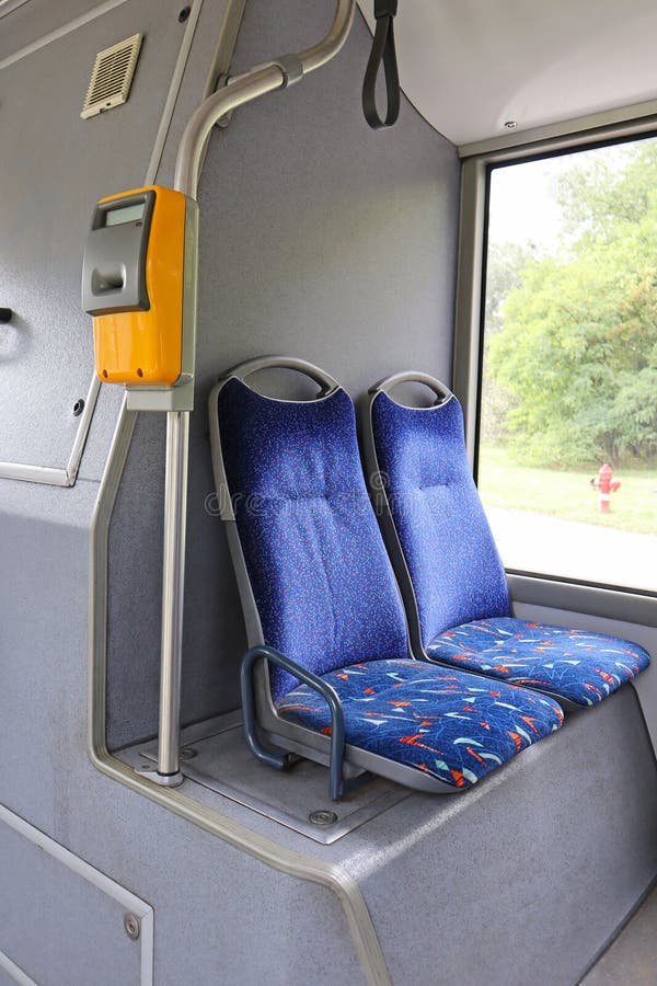 Empty seats of the bus stock photo. Image of commercial - 256143332