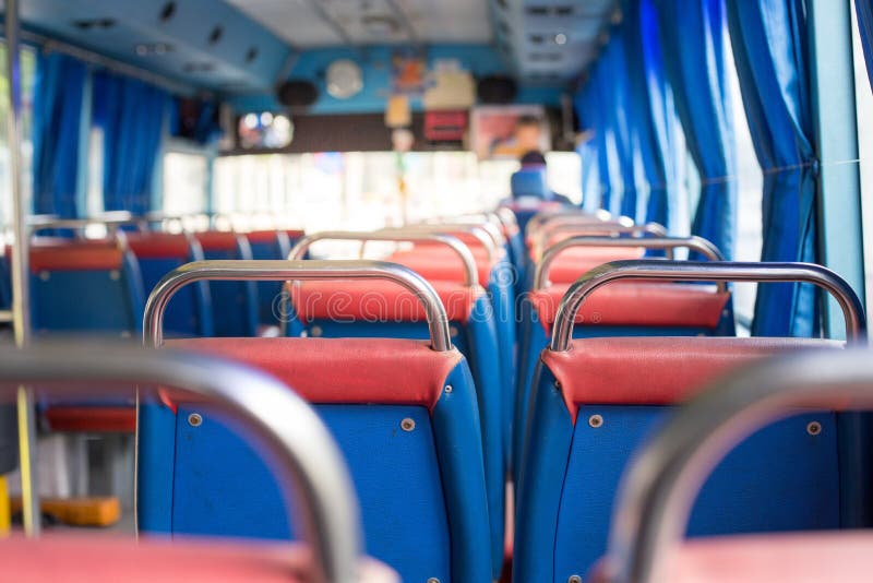 Passengers and Empty Seats on the Bus Stock Image - Image of light ...