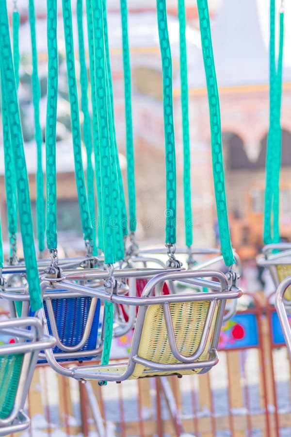 Empty Seats of Childrens Carousel in Amusement Park Stock Photo - Image ...