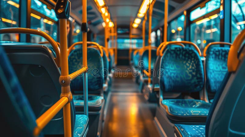 Empty Seats in a Clean and Spacious Bus Interior , Bright and Inviting ...
