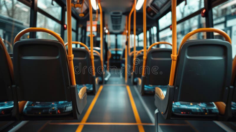 Empty Seats in a Clean and Spacious Bus Interior , Bright and Inviting ...